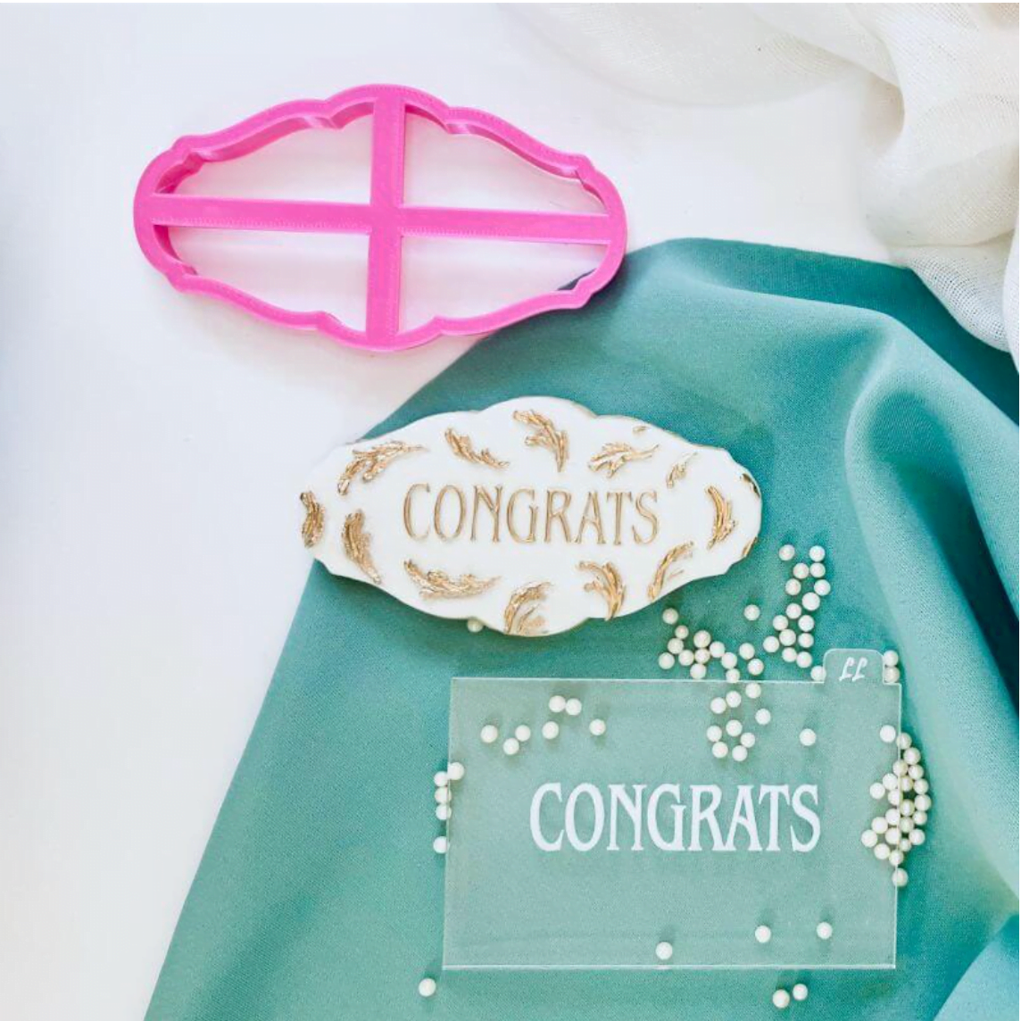 Congrats Cookie Cutter and Embosser - Rosalind Miller Cakes